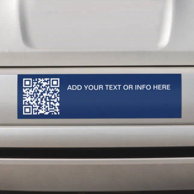 Branding QR Code Navy Blue Text Business Corporate Bumper Sticker | Zazzle