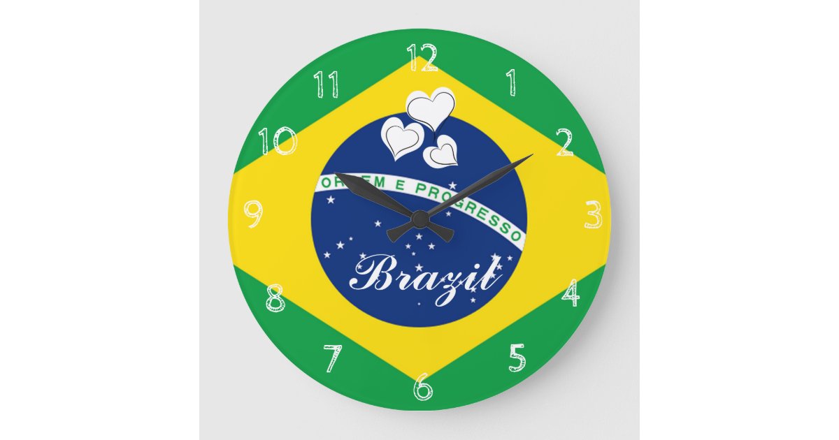 Brazil flag large clock | Zazzle