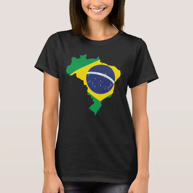 Brazil Flag T-Shirt Unique Brazilian Map Design | Zazzle