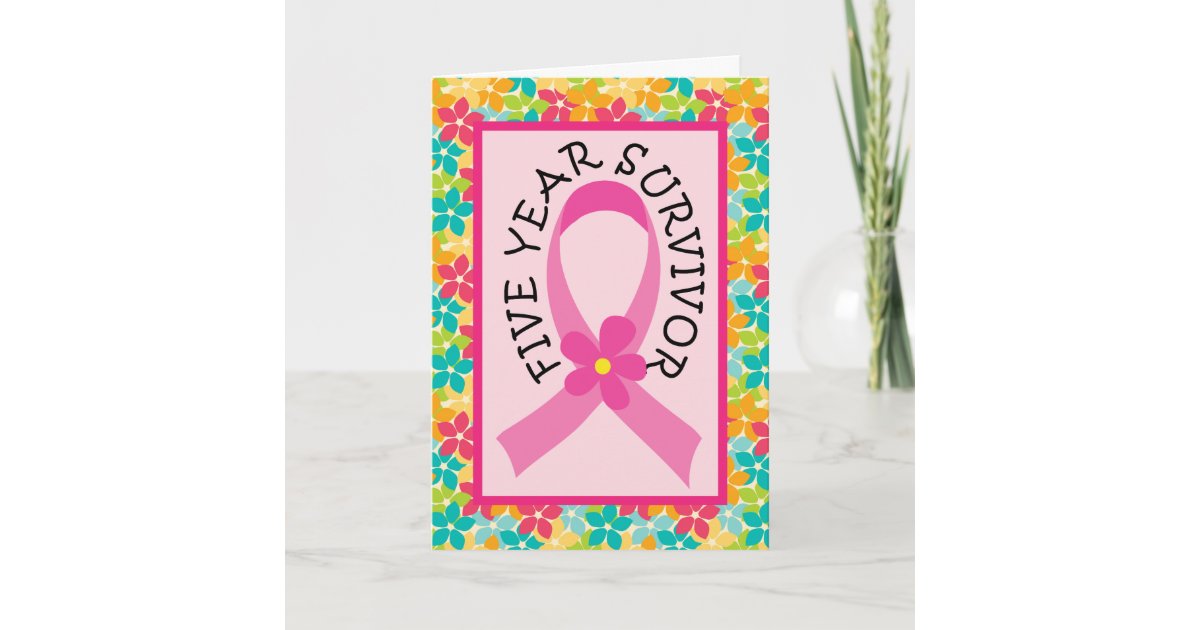 Breast Cancer 5 Year Survivor Pink Ribbon Card | Zazzle.co.uk