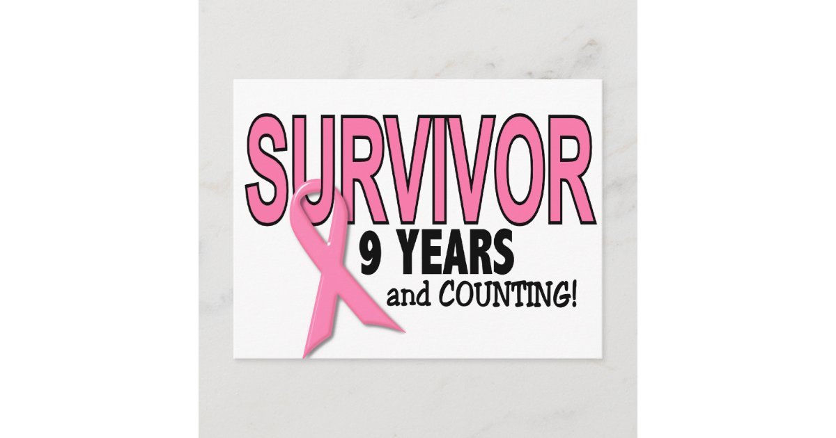 BREAST CANCER SURVIVOR 9 Years & Counting Postcard | Zazzle