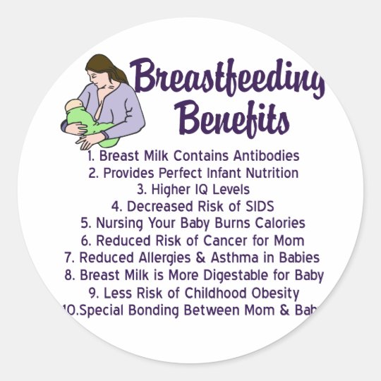 Breastfeeding Benefits Classic Round Sticker | Zazzle.co.uk