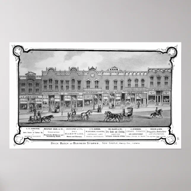 Brick Business Row New Castle Indiana Poster | Zazzle