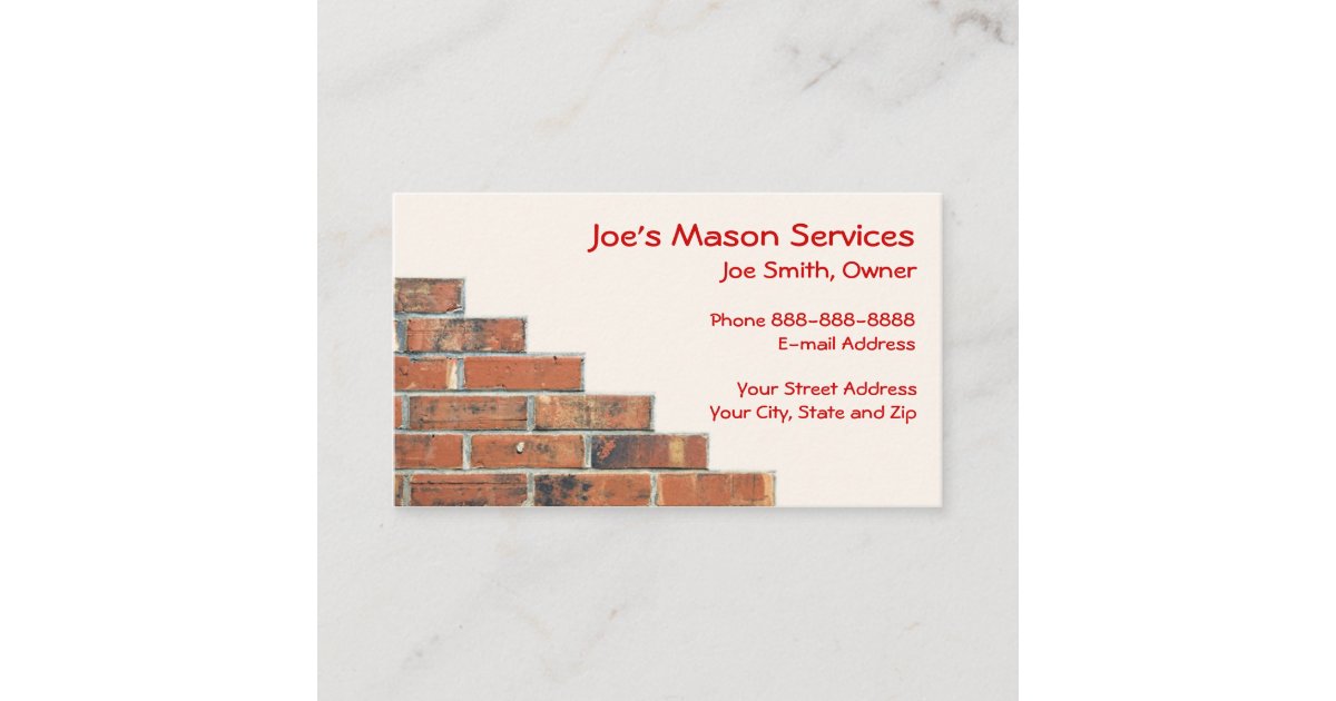 Brick Mason Masonry Business Card | Zazzle