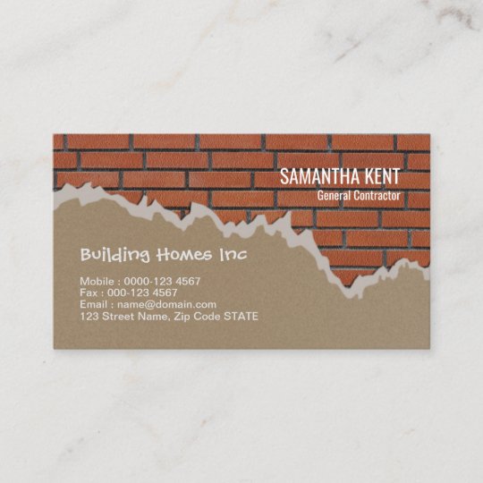Bricks and Plaster Wall Contractor Business Card | Zazzle.co.uk