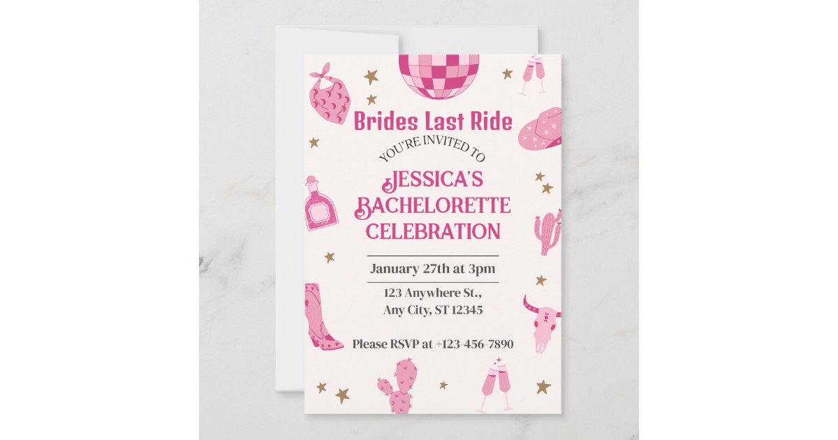 Brides Last Ride Bachelorette Weekend Itinerary Invitation | Zazzle
