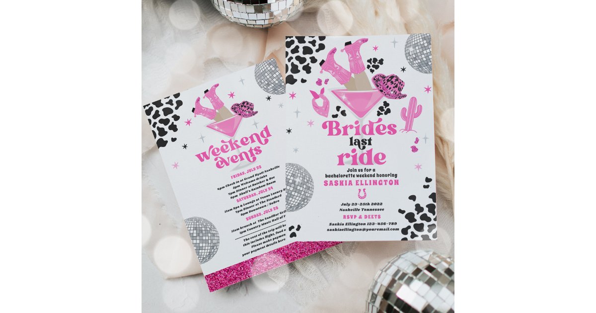 Brides Last Ride Bachelorette Weekend Itinerary Invitation | Zazzle