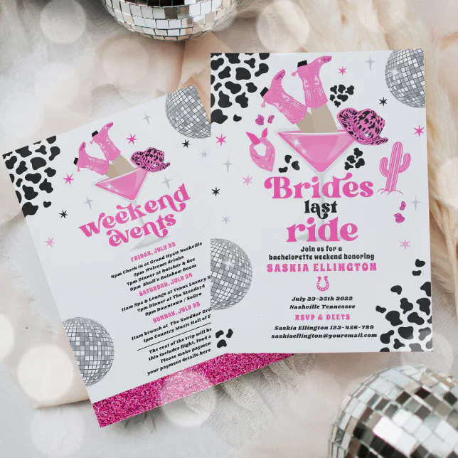 Brides Last Ride Bachelorette Weekend Itinerary Invitation | Zazzle