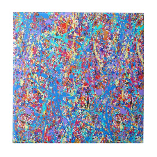 Bright Blue Paint Splatter Abstract Tile | Zazzle.co.uk