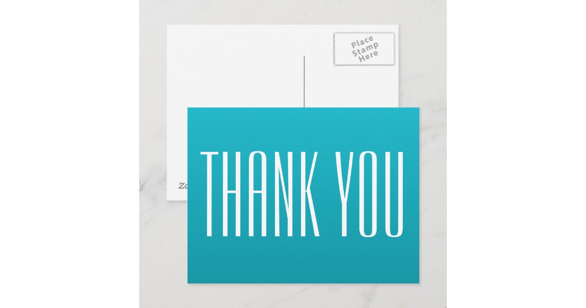 Bright Blue Thank You Postcard | Zazzle