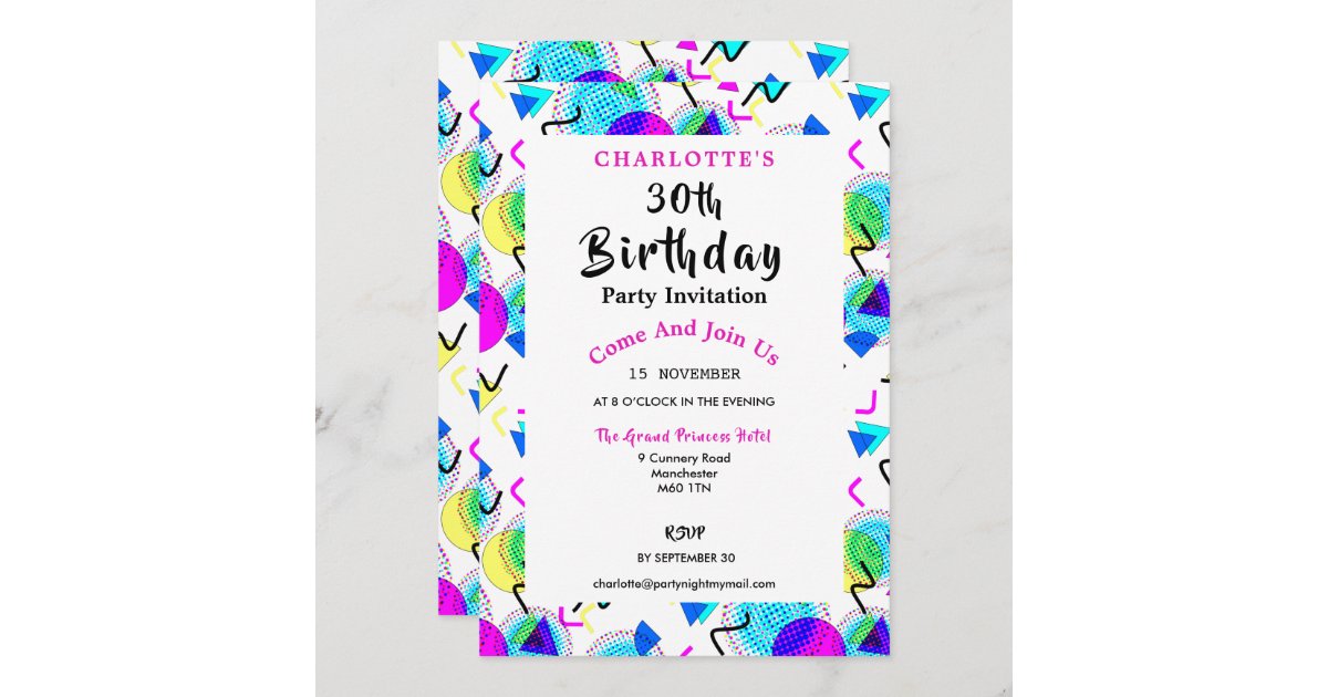 Bright Colourful Fun Birthday Party Invitation | Zazzle