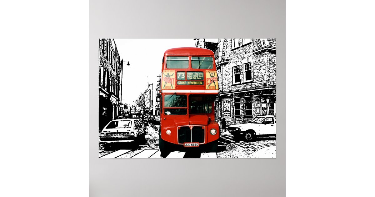 Bright Red Bus in London Poster | Zazzle