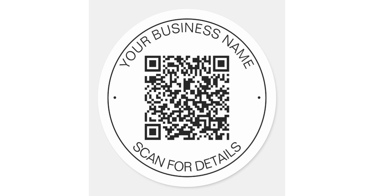 Bright White QR Code Smart Contact Classic Round Sticker | Zazzle