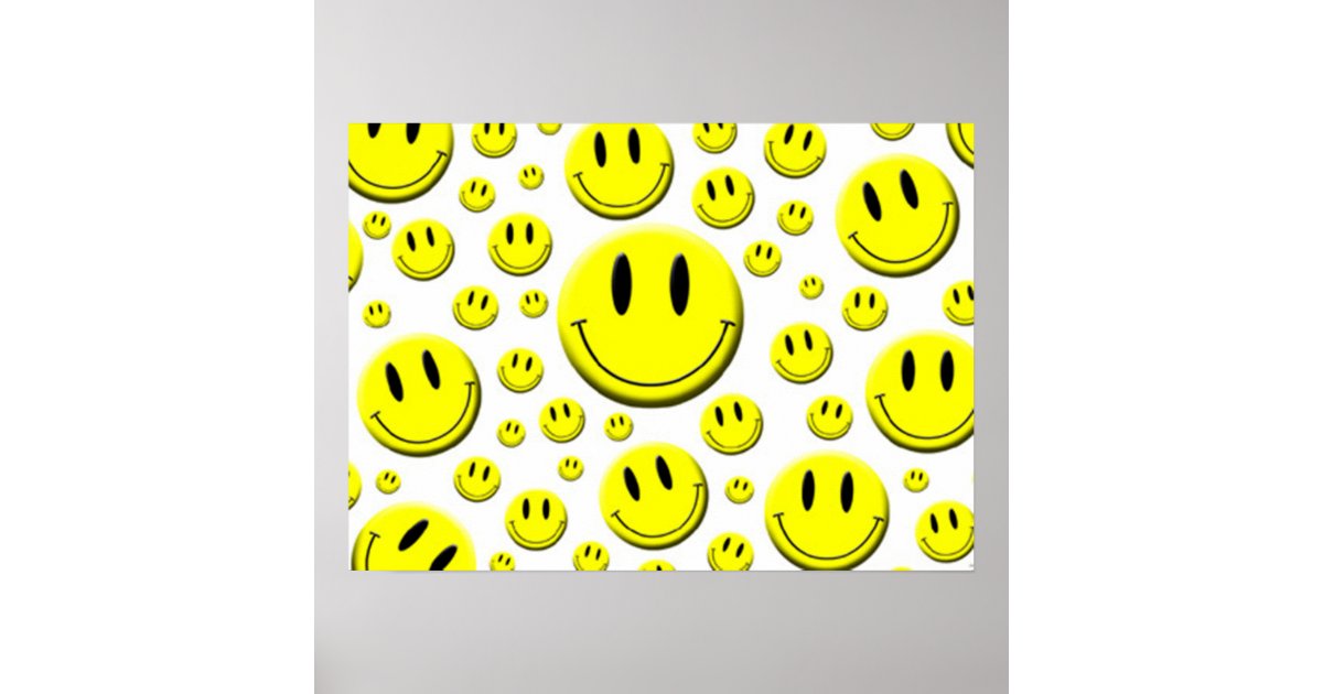Bright Yellow Happy Smiling Face Poster | Zazzle