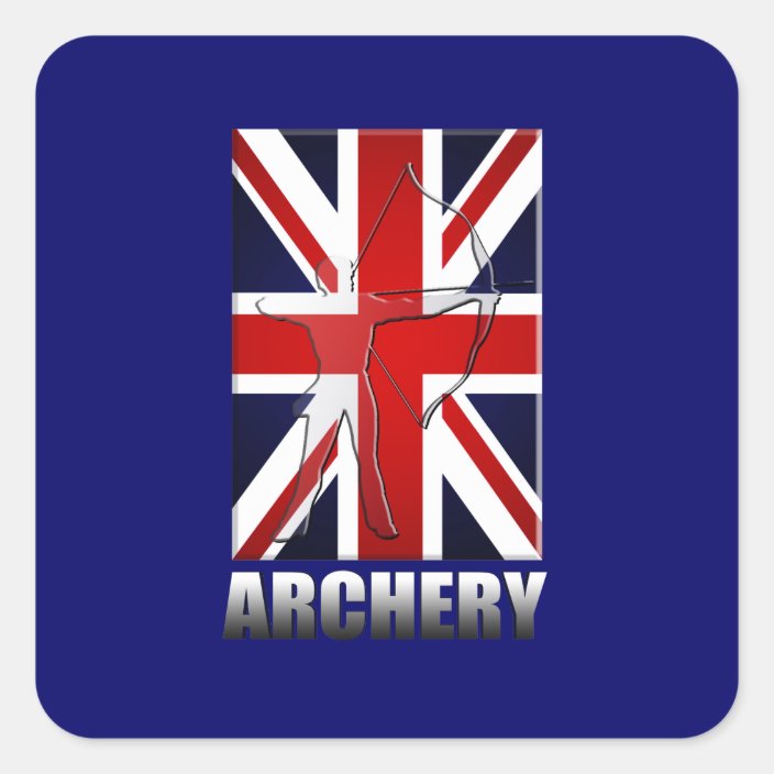 British Archers Archery flag of Great Britain GB Square Sticker ...