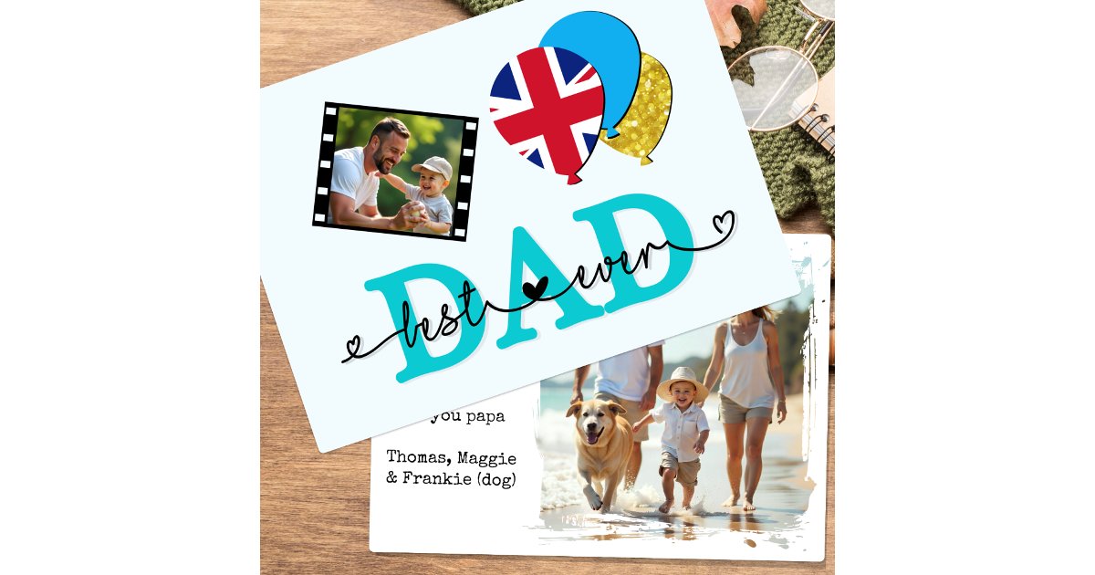 British Best Dad Ever Photo Card, Flag UK Father's Card | Zazzle