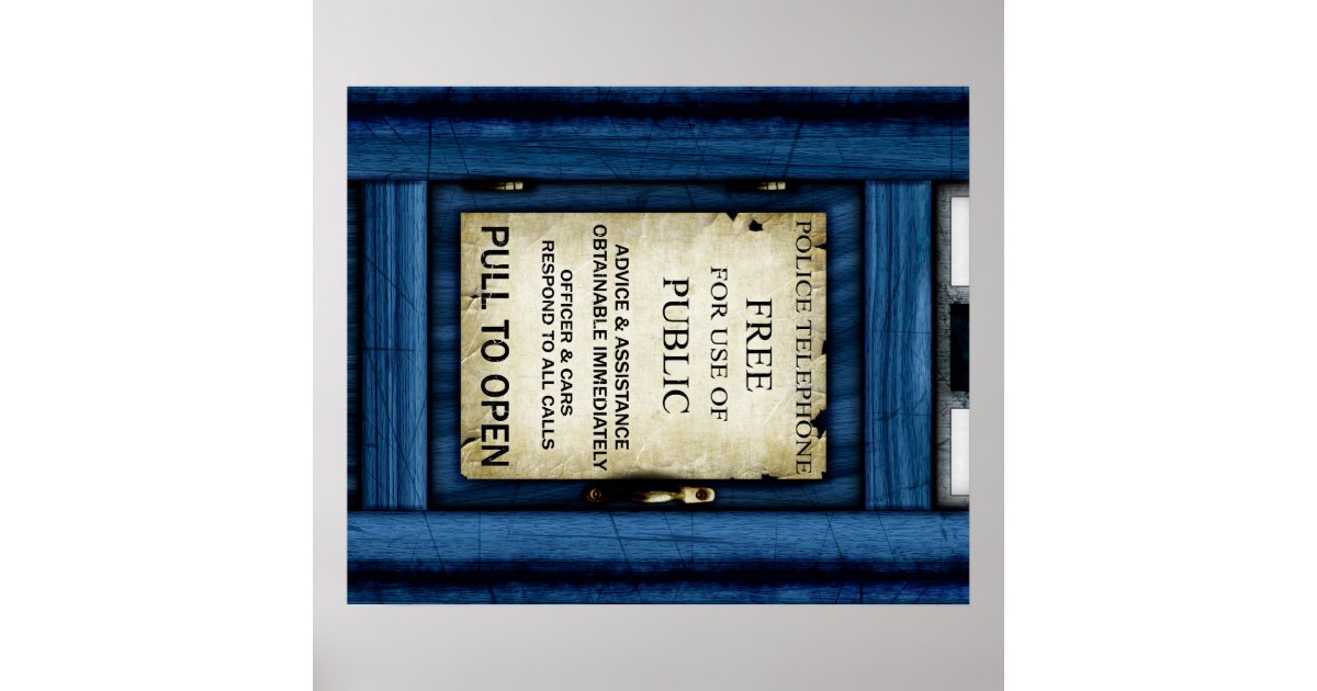 British Police Public Call Box Sign Art Poster | Zazzle