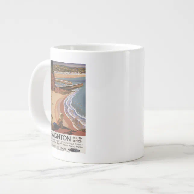 British Railways Girl Looking over a Cliff Large Coffee Mug | Zazzle