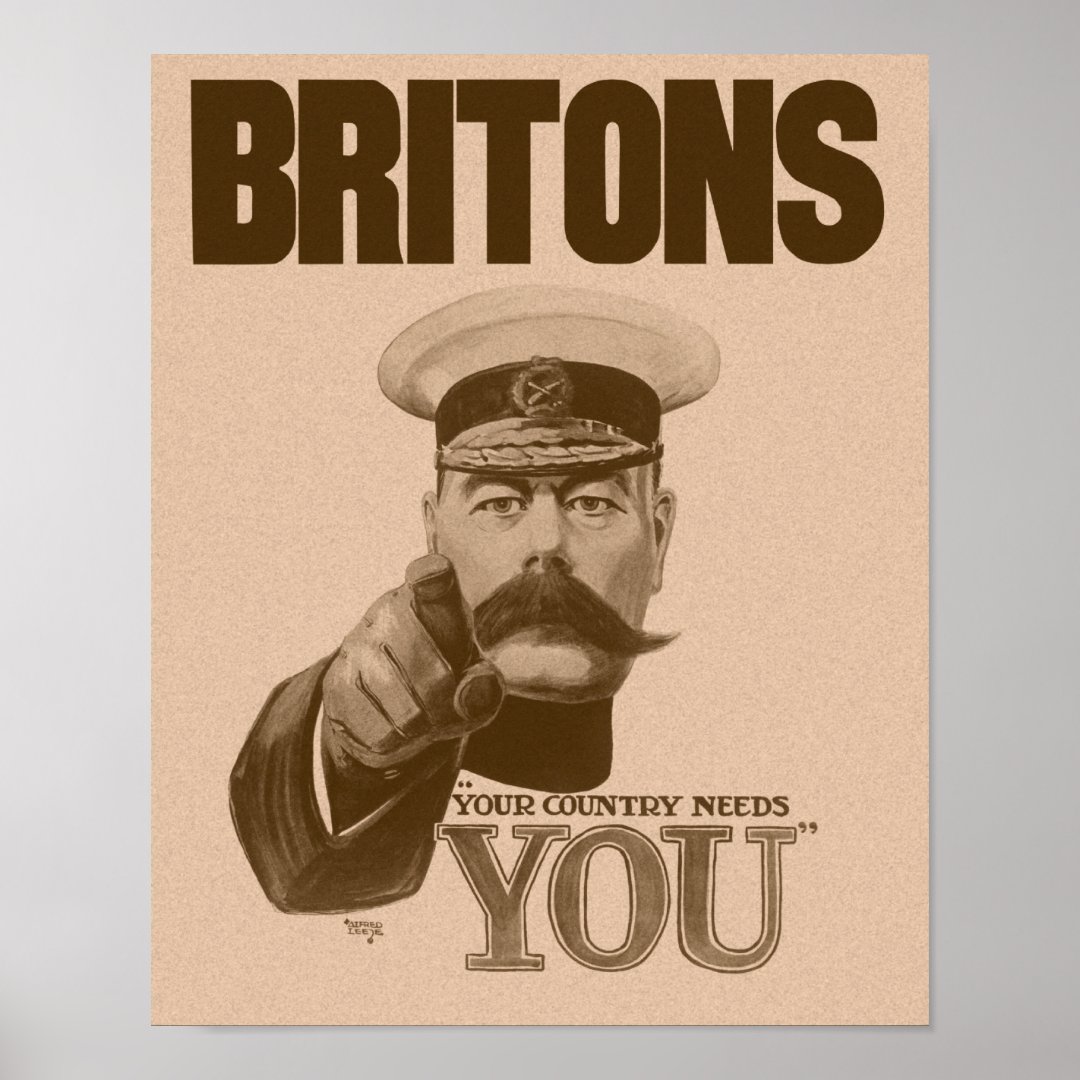 Britons Your Country Needs You - Lord Kitchener Poster | Zazzle