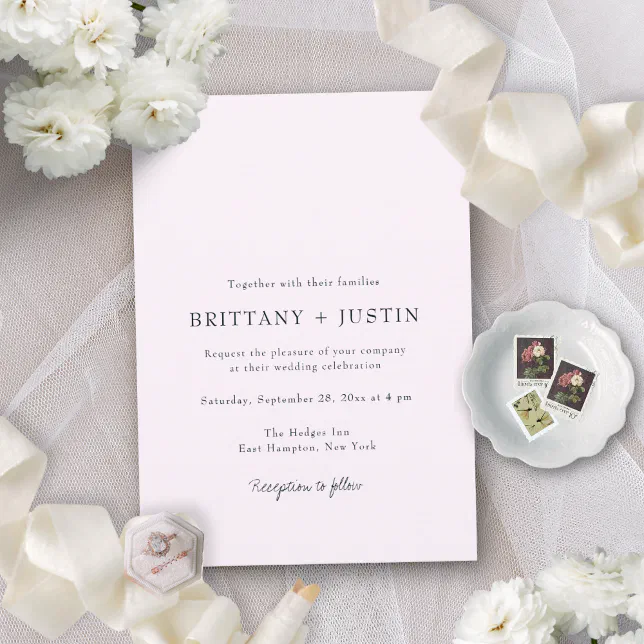 Brittany Modern Black Script Wedding with RSVP Invitation | Zazzle