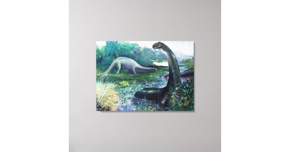 Brontosaurus in Water Canvas Print | Zazzle
