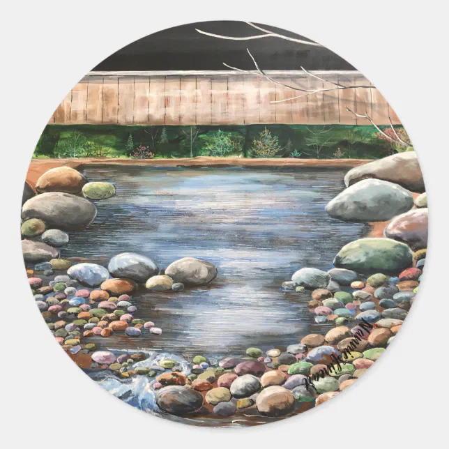 Brook Hand Painted Art Classic Round Sticker | Zazzle