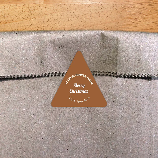 Brown Christmas Business Triangle Shape Sticker | Zazzle