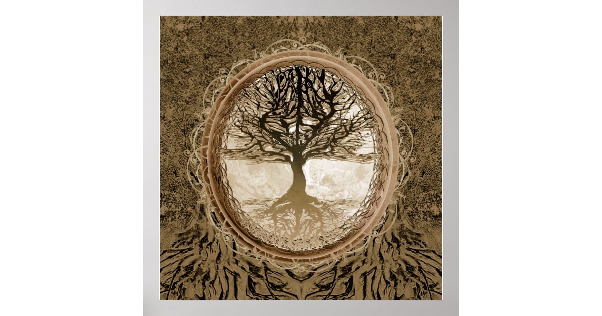 Brown Tree of Life Pattern Poster | Zazzle