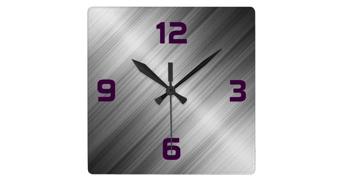 Brushed Metal Texture Square Wall Clock | Zazzle.co.uk