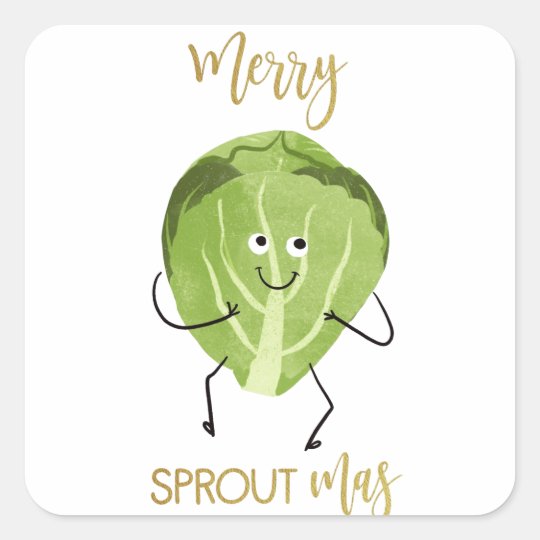 brussel sprout funny christmas greetings green square sticker | Zazzle ...