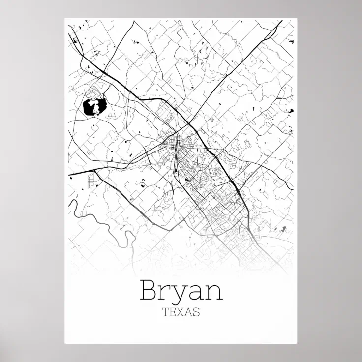 Bryan Map - Texas - City Map Poster | Zazzle