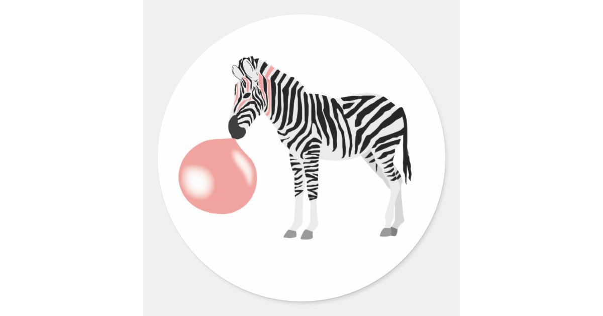 Bubble Gum Zebra Blowing Bubble Classic Round Sticker | Zazzle