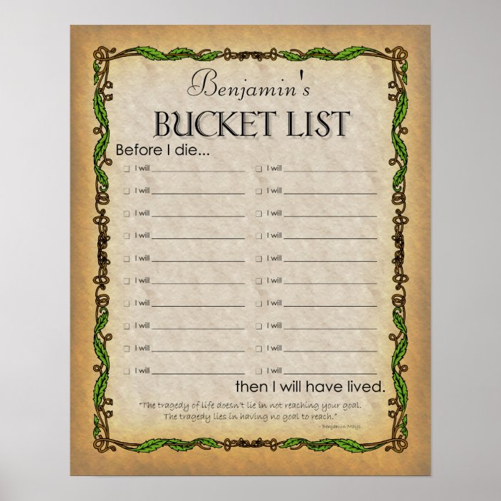 Bucket List Poster | Zazzle.co.uk