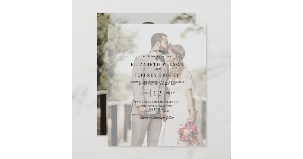 Budget Elegant Photo Overlay Wedding Invitation | Zazzle
