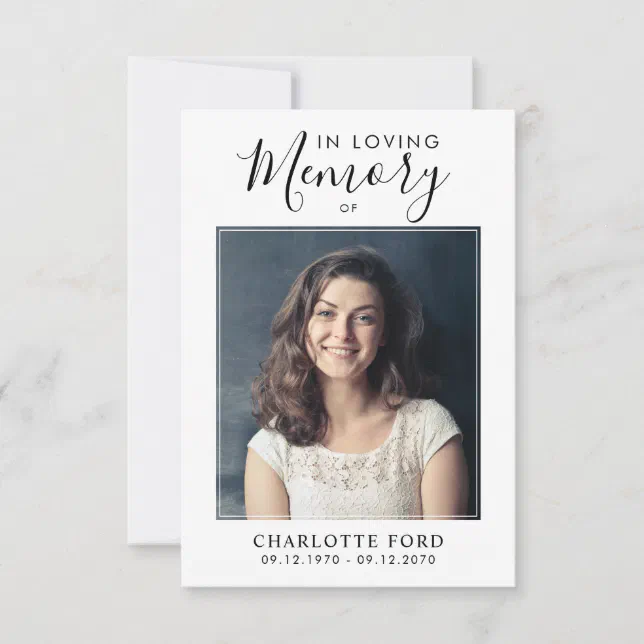 Budget In Loving Memory Photo Funeral Memorial Card | Zazzle