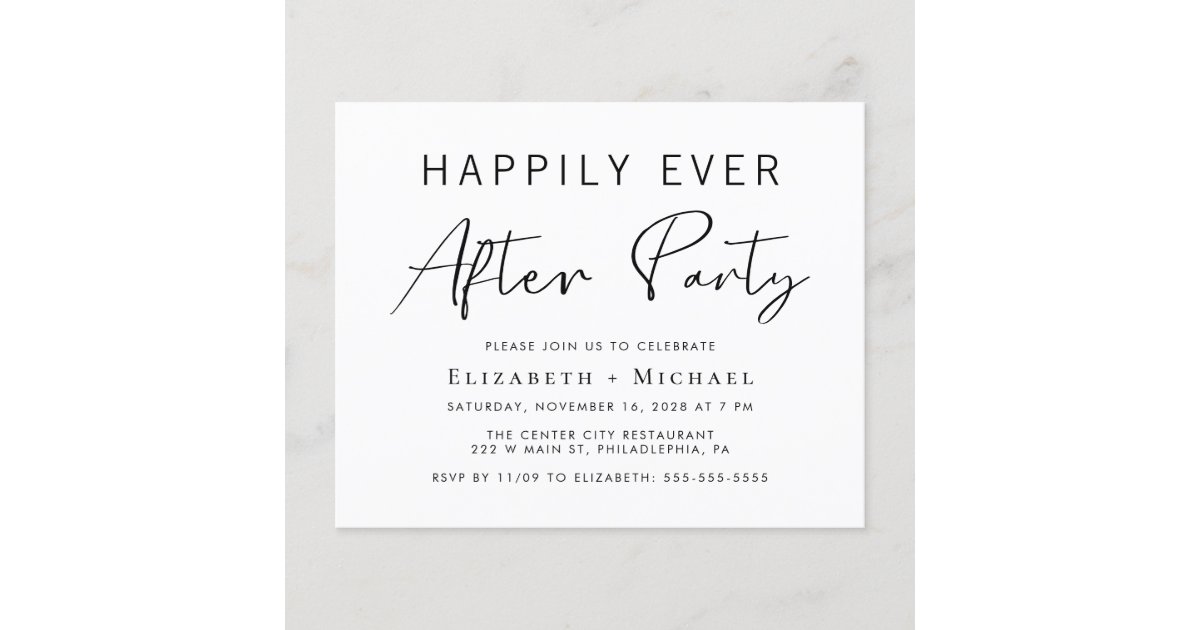 Budget Minimal Wedding After Party Invitation | Zazzle