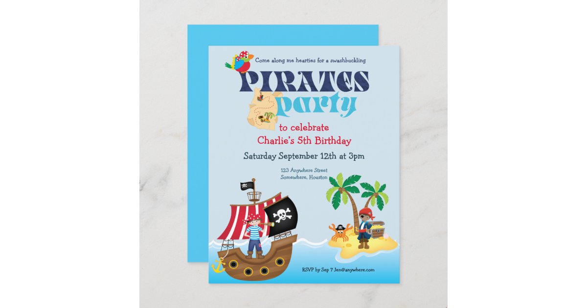 Budget Pirates Kids Birthday Party Invitation | Zazzle