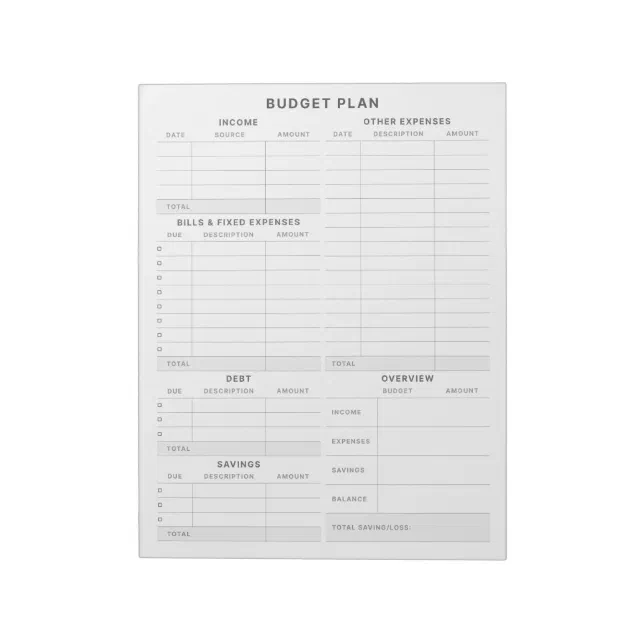 Budget Planner Income and Expense Tracker Layout Notepad | Zazzle