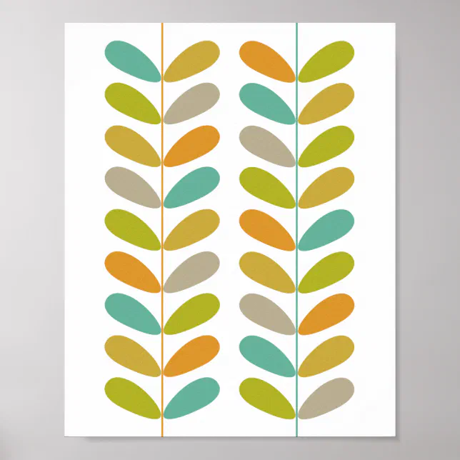 Buds Mid Century Modern Styled Poster - Colourful | Zazzle