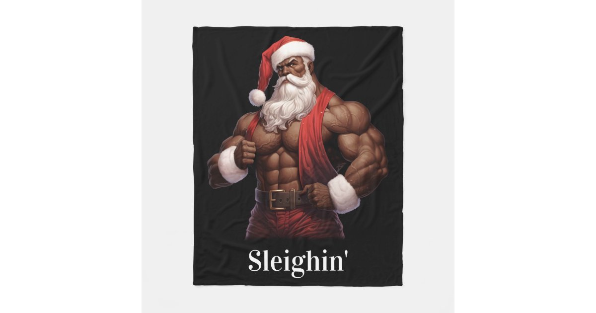 Buff Santa Claus Workout Muscles Gym Fleece Blanket | Zazzle