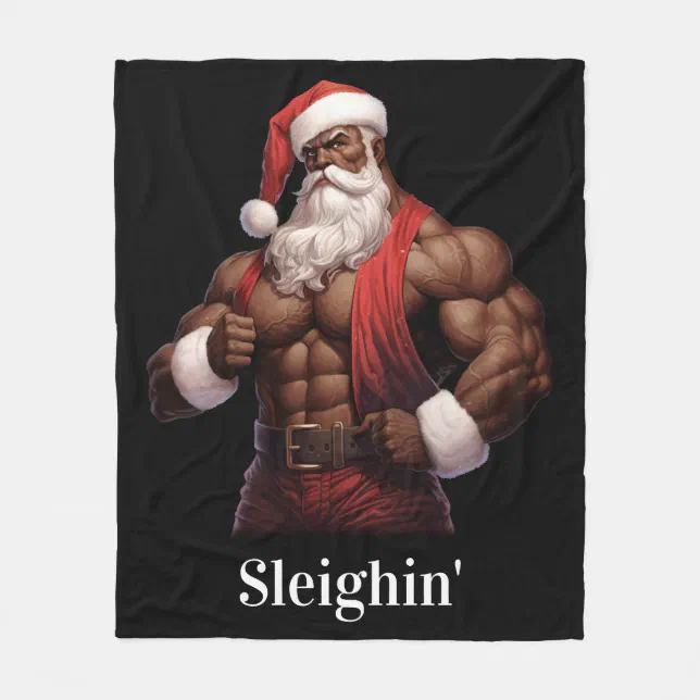 Buff Santa Claus Workout Muscles Gym Fleece Blanket | Zazzle