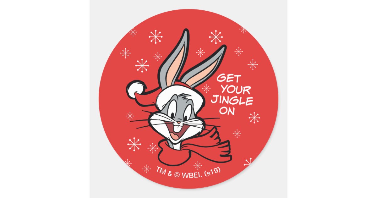 BUGS BUNNY™ Holiday Cheer Classic Round Sticker | Zazzle