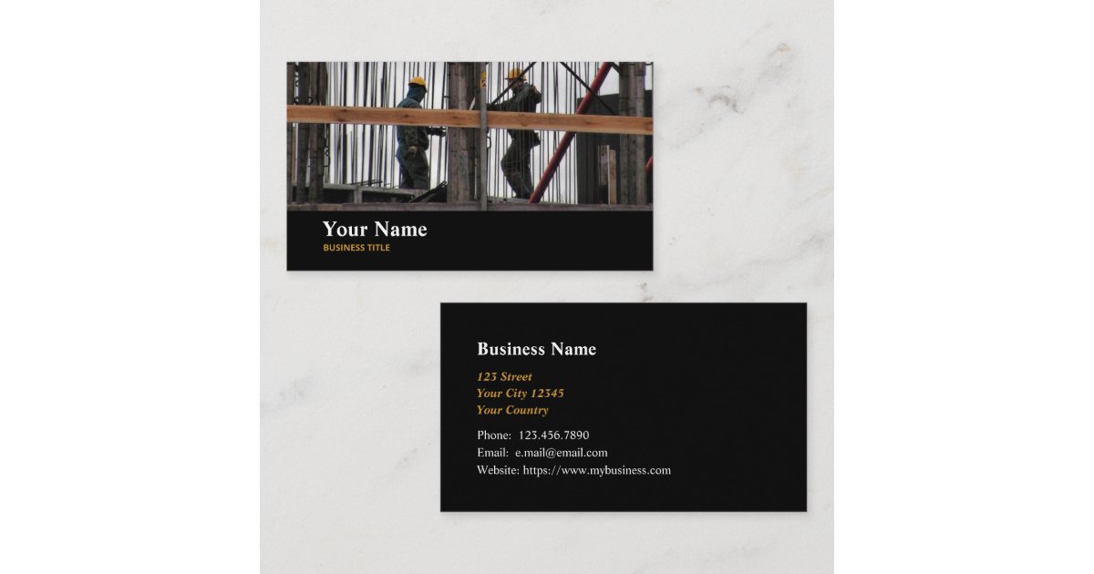 Builder Construction Worker Business Card | Zazzle