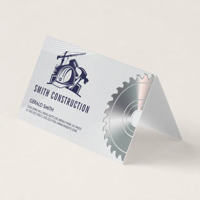 Builder Helmet Construction | Saw | Contractor Business Card | Zazzle