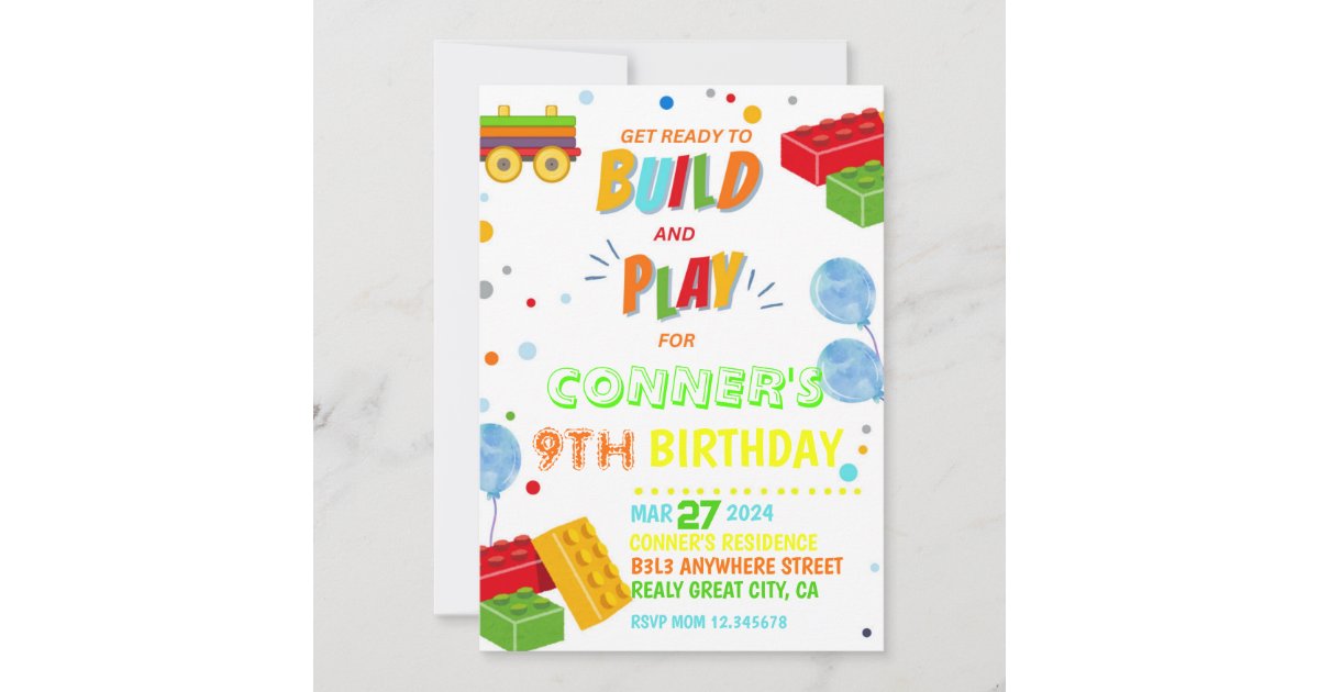 Building Blocks Invitation, Building Block Party Invitation | Zazzle