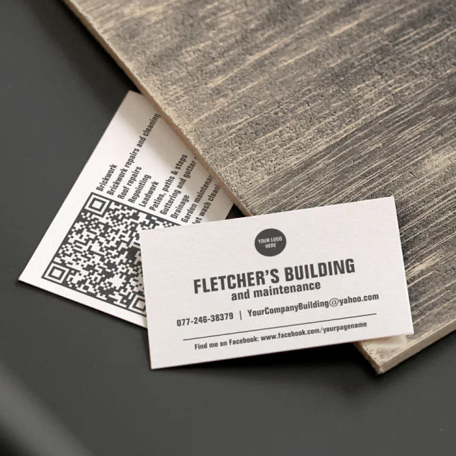 Building Construction Custom Logo QR Code Business Card | Zazzle