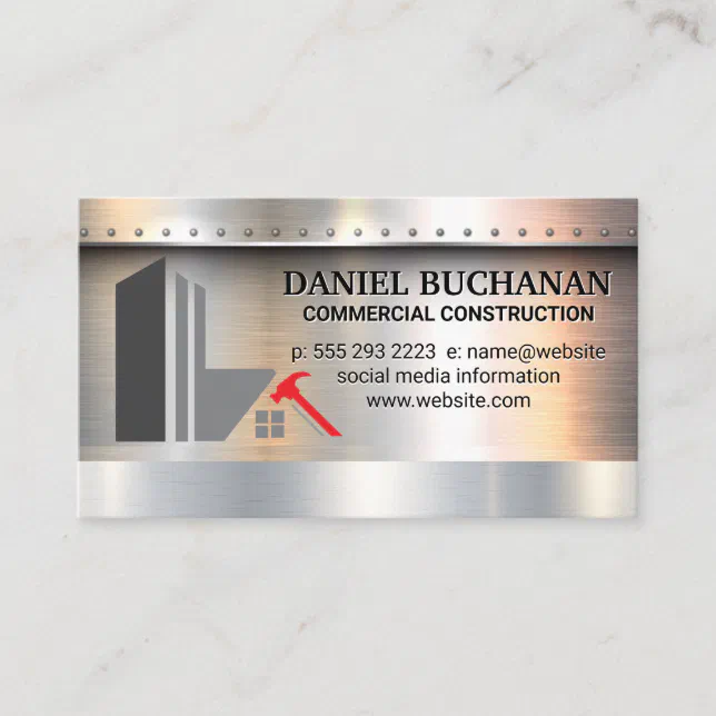 Building Construction Logo | Metal Rivets Business Card | Zazzle