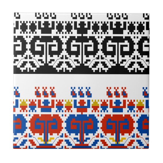 Bulgarian folk art pattern tile | Zazzle.co.uk