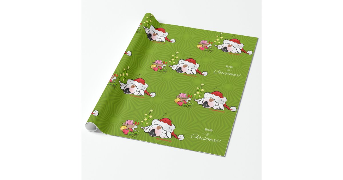 Bull Terrier Wrapping Paper "Merry Christmas" | Zazzle