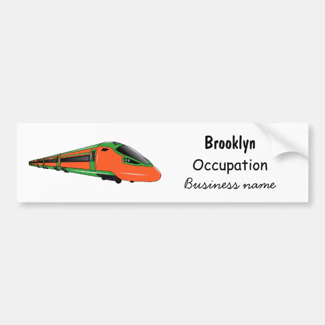 Bullet train cartoon illustration bumper sticker | Zazzle
